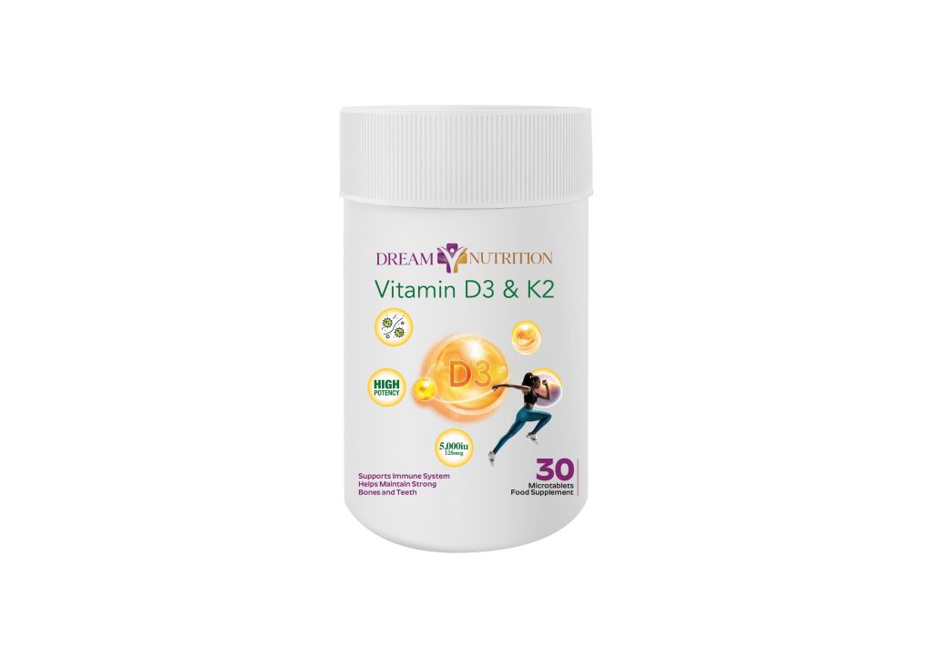 Dream Nutrition Super Potency Vitamin D3 & K2 5000IU 30 micro tabs ...