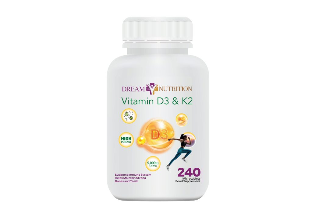 Dream Nutrition Super Potency Vitamin D3 & K2 5000IU 240 micro tabs ...