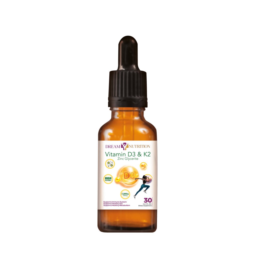 Dream Nutrition Super Potency Vitamin D3 & K2 & Zinc 5000IU Herbal ...