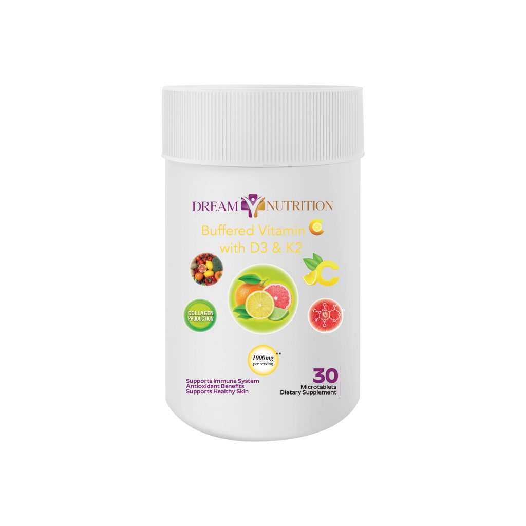 Dream Nutrition Buffered Vitamin C 1000mg with D3 & K2 30 Tablets ...